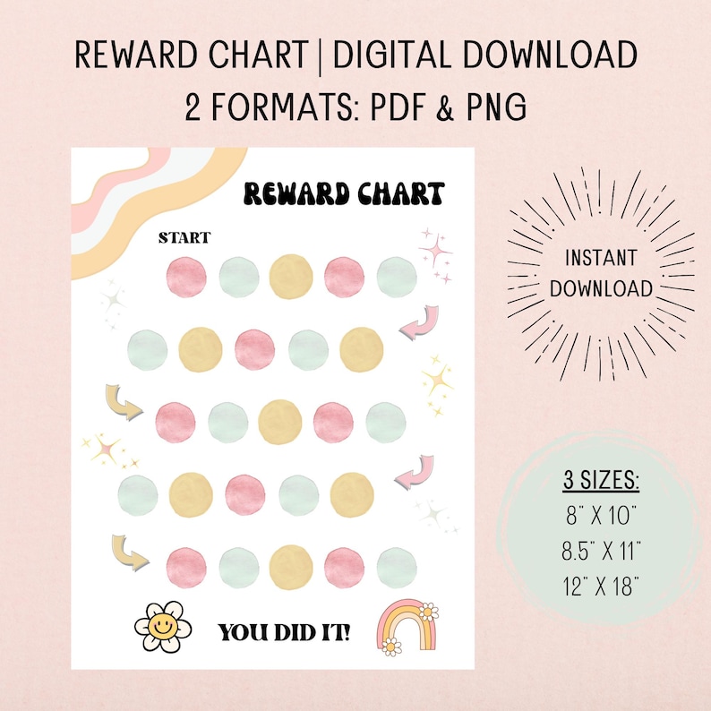 Printable Reward Chart for Girls, Routine Chart, Rewarding Kids ...