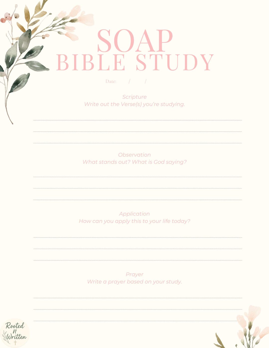 SOAP Bible Study Packet-printable Scripture Study Journal-faith Based ...
