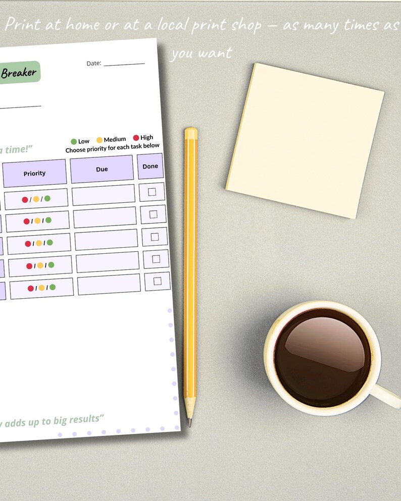 Task Breaker ADHD Printable | A4 + Letter PDF & JPG | Break Down Tasks ...