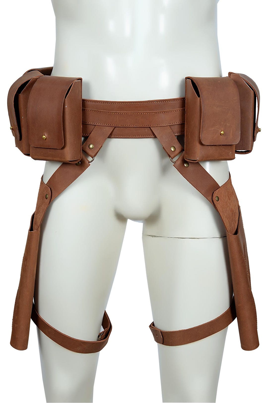 Leather Utility Belt With Pouches and Holster Bounty Hunter Costume ...
