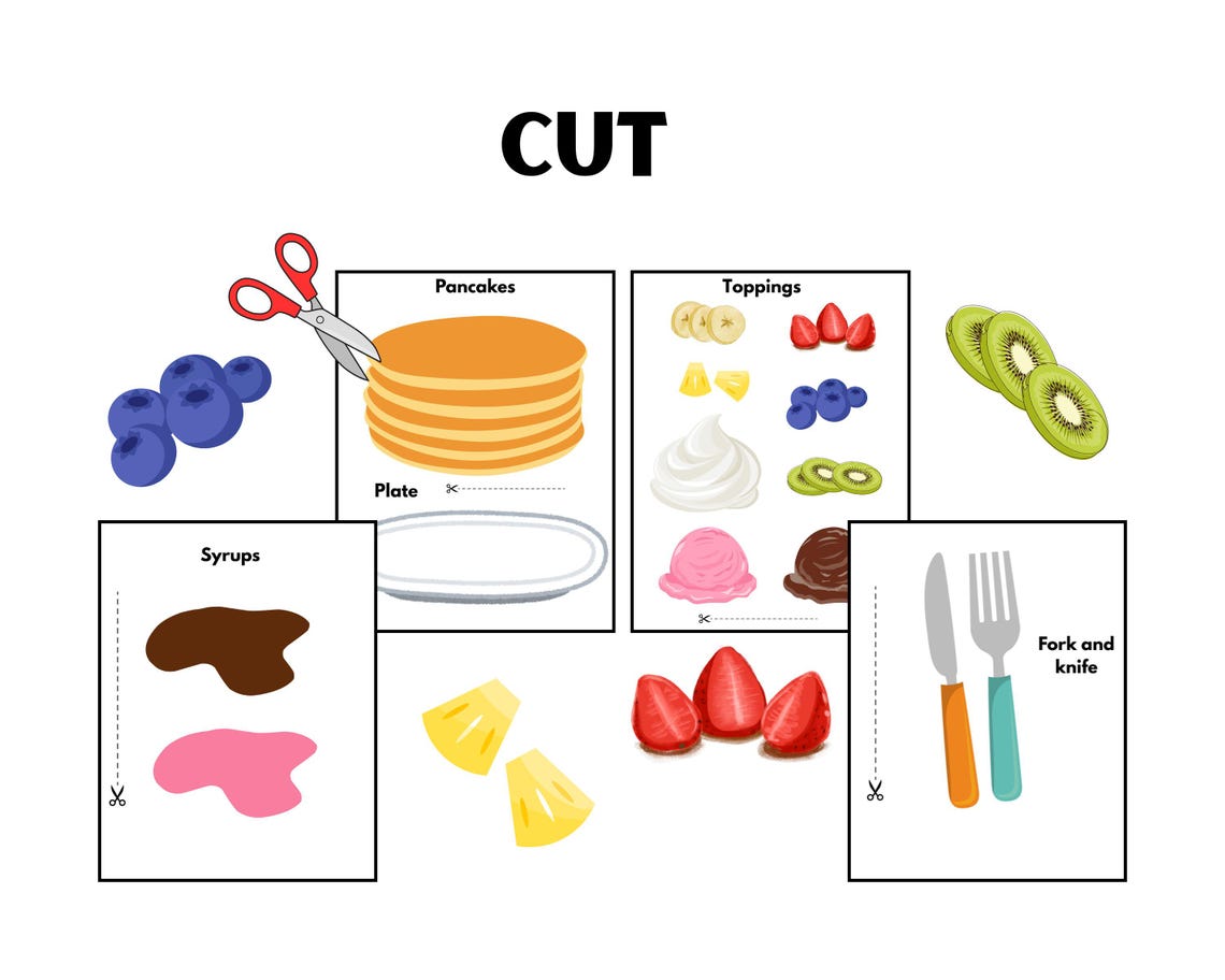 Pancake Printable Game: Cut and Glue Food Craft (PDF) - Etsy