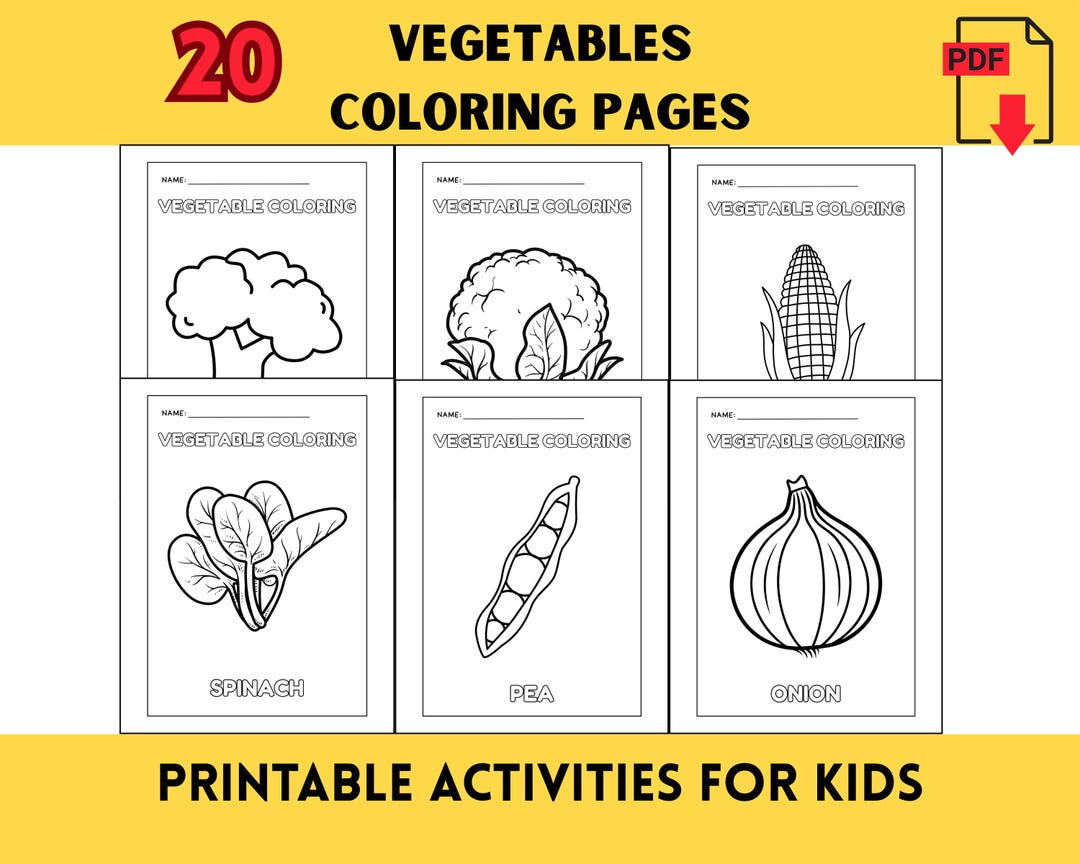 Vegetable Coloring Book for Kids: Montessori Homeschool Worksheet (PDF ...