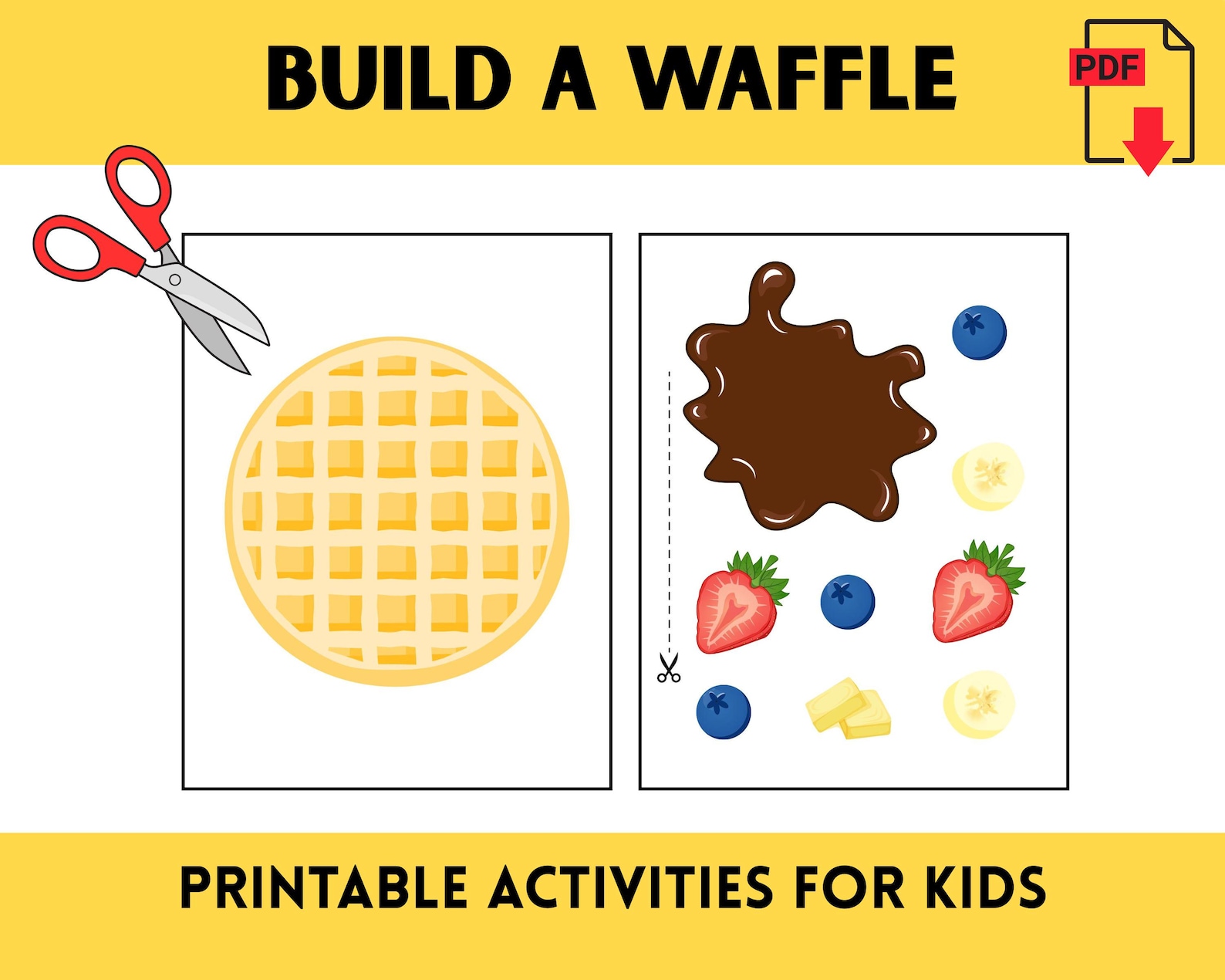 Build a Waffle Printable: Fun Paper Craft for Kids (PDF Print) - Etsy