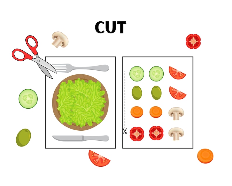 Printable Salad Craft: Cut and Glue Activity for Kids (PDF Download) - Etsy