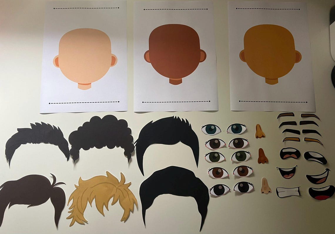 Make A Face Activity | 3 Skin Tones |face Parts, Eyes, Noses, Mouths ...