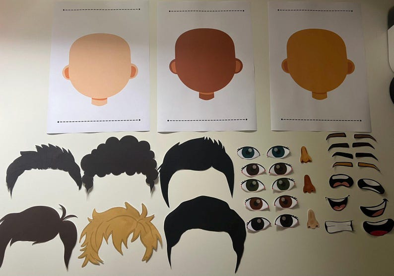 Make A Face Activity | 3 Skin Tones |face Parts, Eyes, Noses, Mouths ...