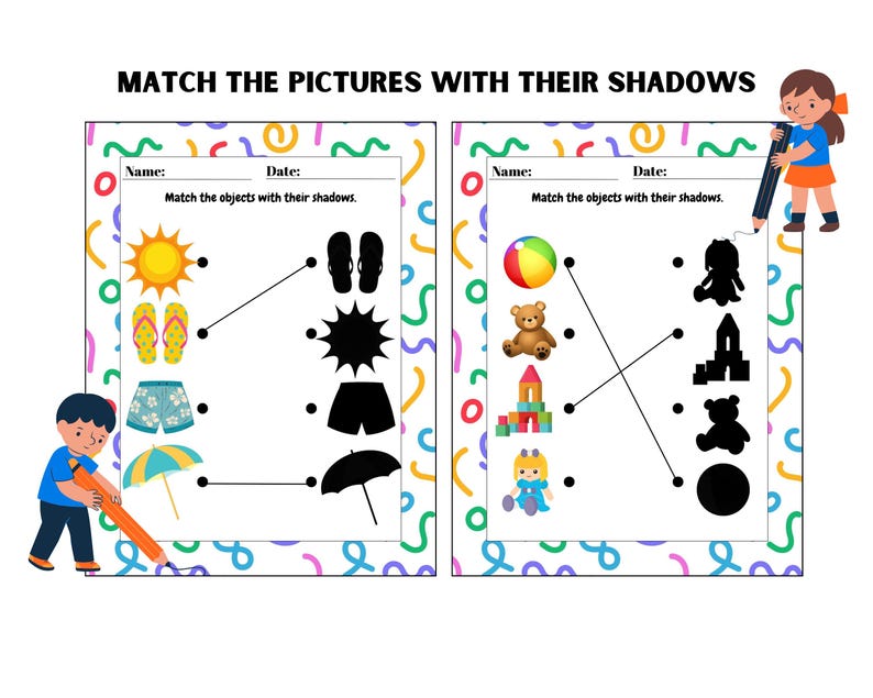 Shadow Matching Game for Kids Printable | 40 Pages | Preschool Activity ...