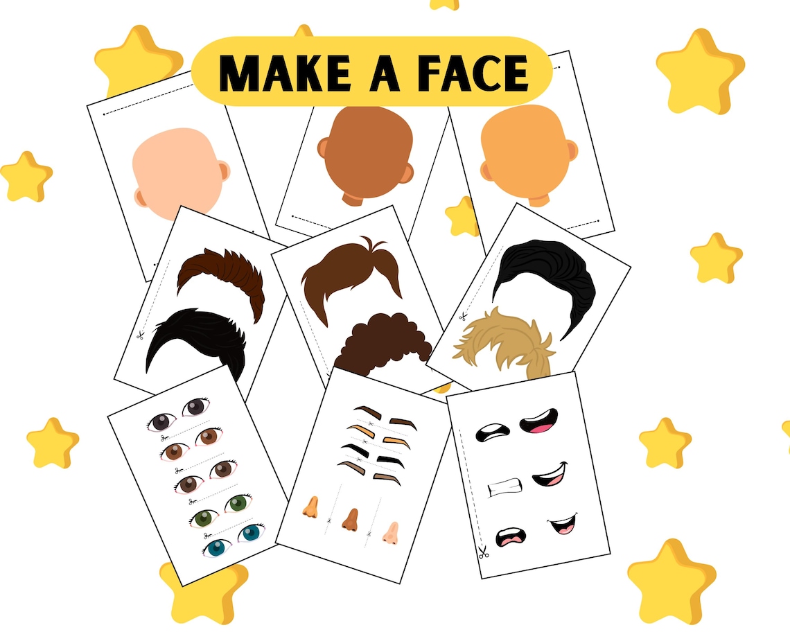 Make A Face Activity | 3 Skin Tones |face Parts, Eyes, Noses, Mouths ...