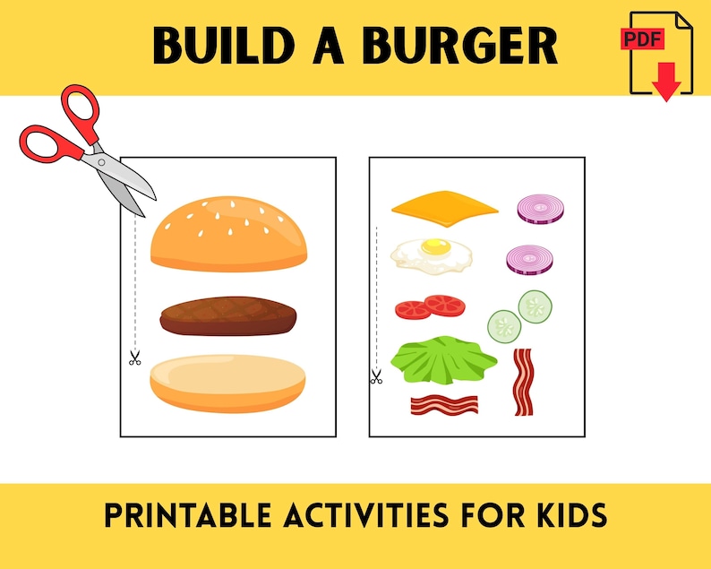 Build a Burger Pretend Play| Printable Burger| Role Play Set Kids ...