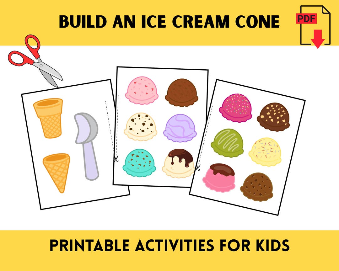 Printable Ice Cream Cone Craft – Cut and Glue Summer Activity for ...