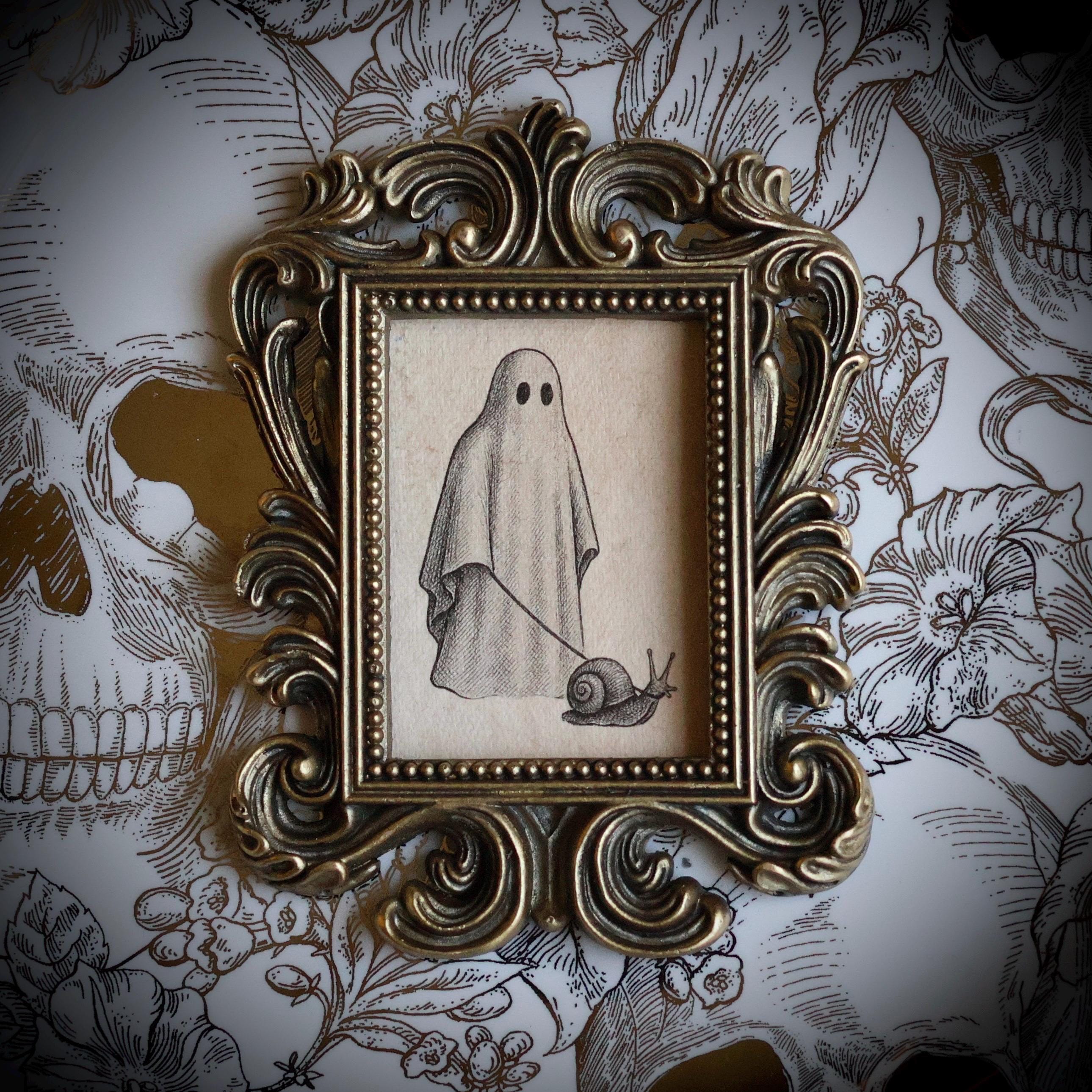 Baroque Ghost With Snail Mini Portrait in Vintage Style Frame – Gothic ...