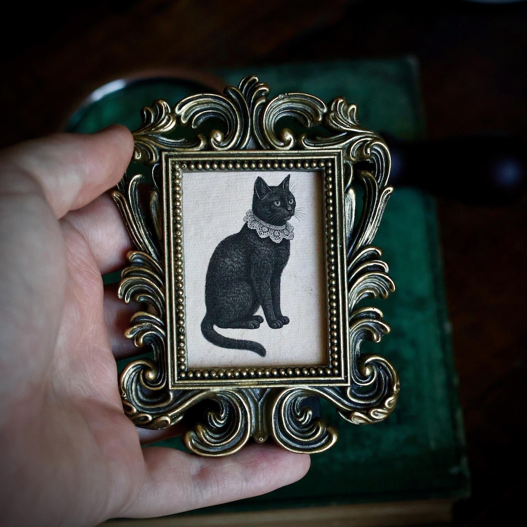 Baroque Cat Mini Portrait in Vintage Style Frame – Gothic Cottagecore ...