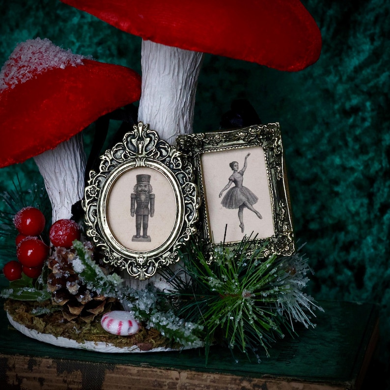 Vintage Style Nutcracker and Ballerina Ornament in Baroque Frame ...