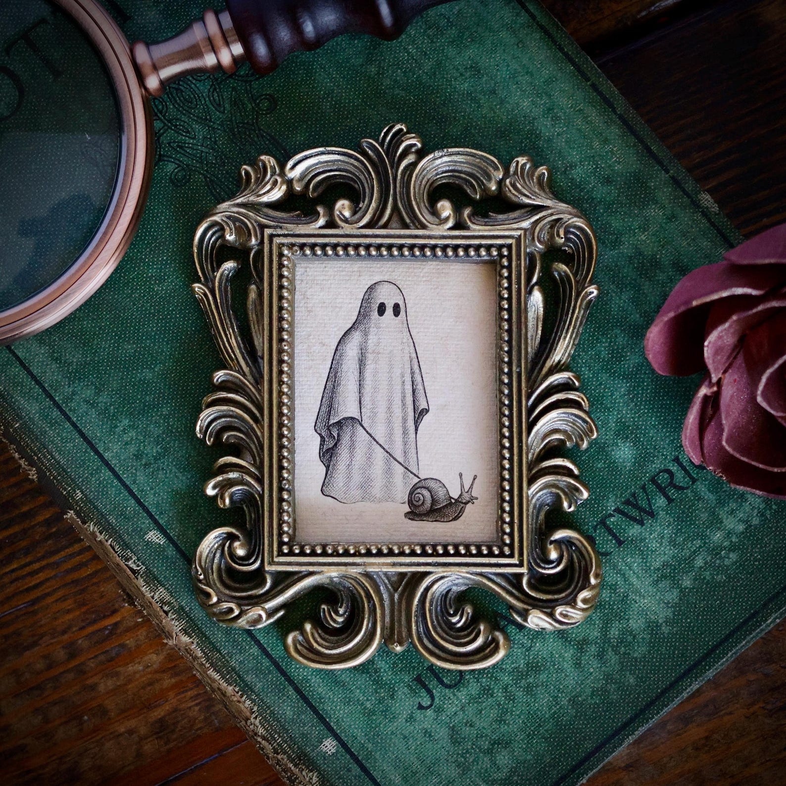 Baroque Ghost With Snail Mini Portrait in Vintage Style Frame – Gothic ...