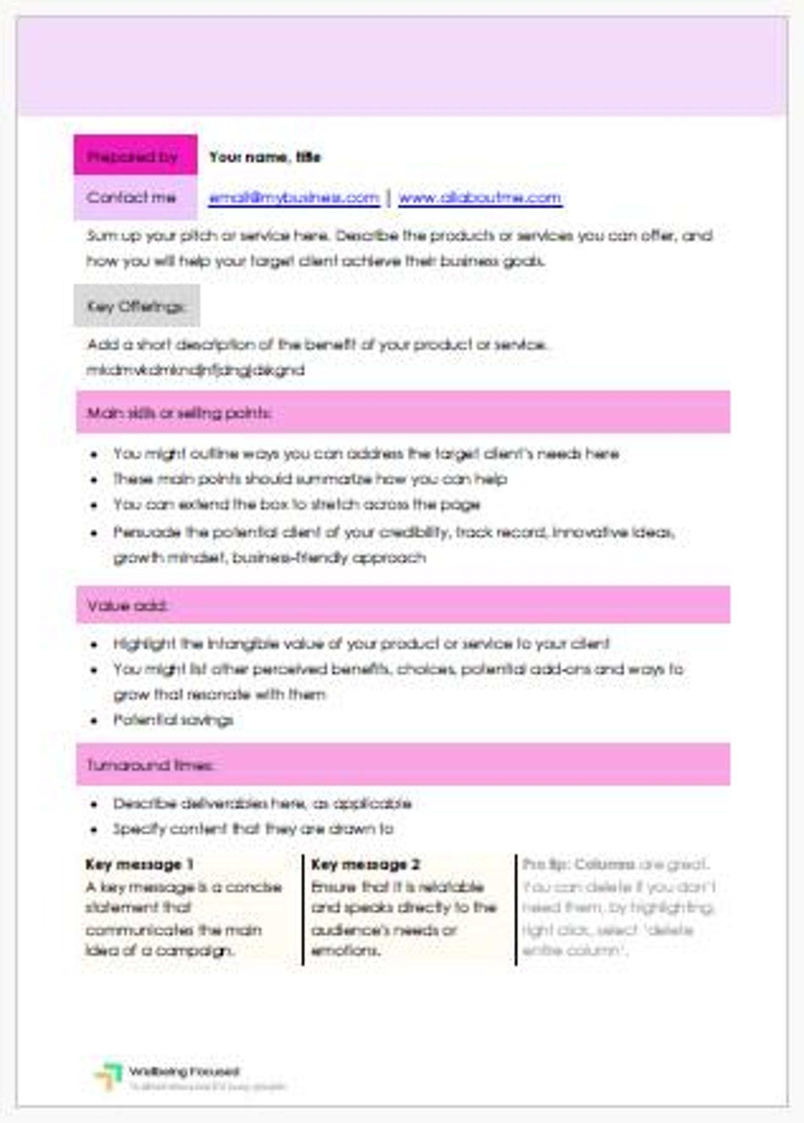 One-page Pitch: DOCX Digital Download. Pitch Yourself or Your Project ...