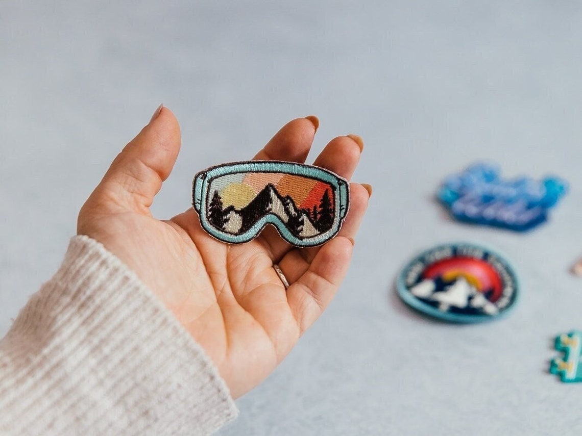 Ski Goggles Embroidered Patch / Adventure Iron on Patch / Backpack ...