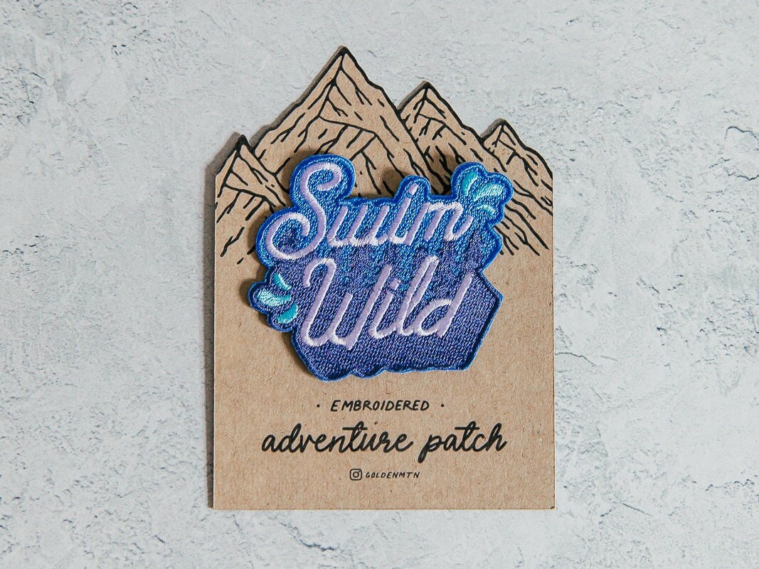 Wild Swimming Embroidered Patch / Adventure Iron on Patch / Backpack ...
