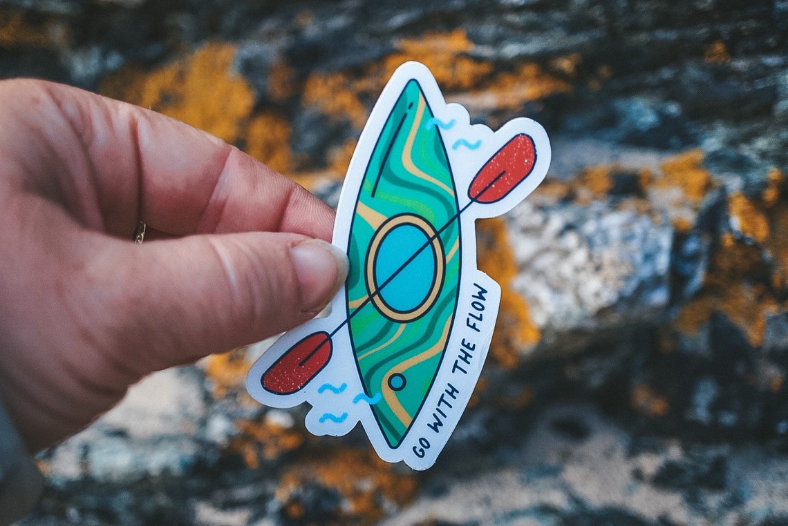Go With the Flow / Kayak Adventure Vinyl Decal Bumper Sticker - Etsy