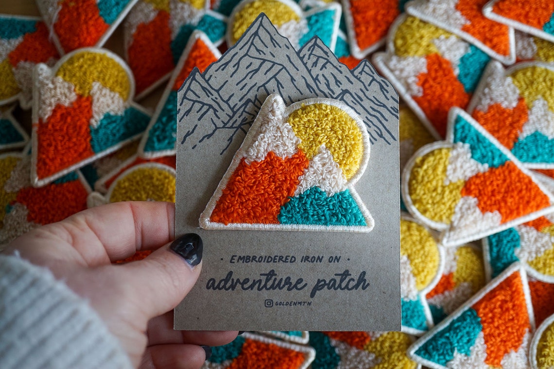 Mountain Sun Embroidered Chenille Patch / Adventure Iron on - Etsy