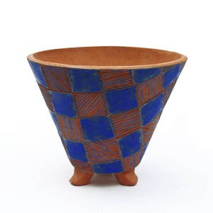 Blue Checkerboard Planter Handmade Pottery for Succulents, Cactus ...