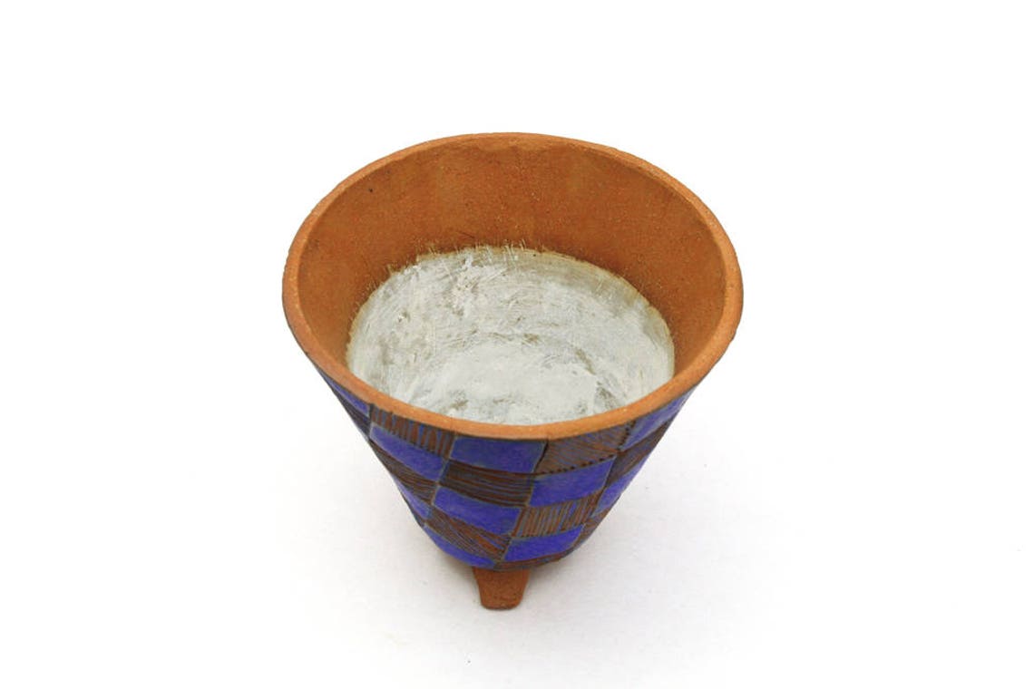 Blue Checkerboard Planter Handmade Pottery for Succulents, Cactus ...