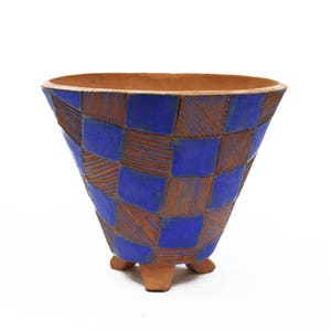 Blue Checkerboard Planter Handmade Pottery for Succulents, Cactus ...