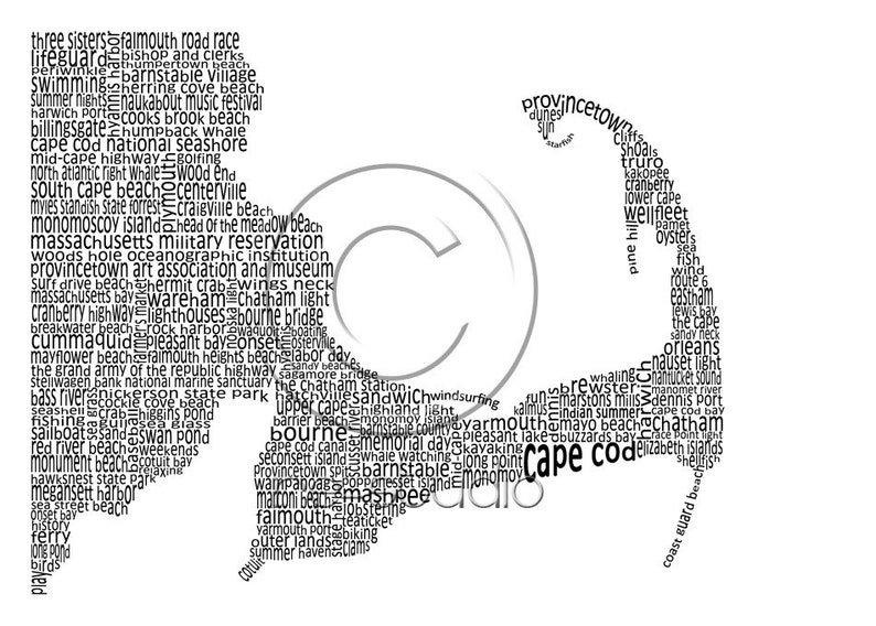 Cape Cod Word Art Print | Etsy