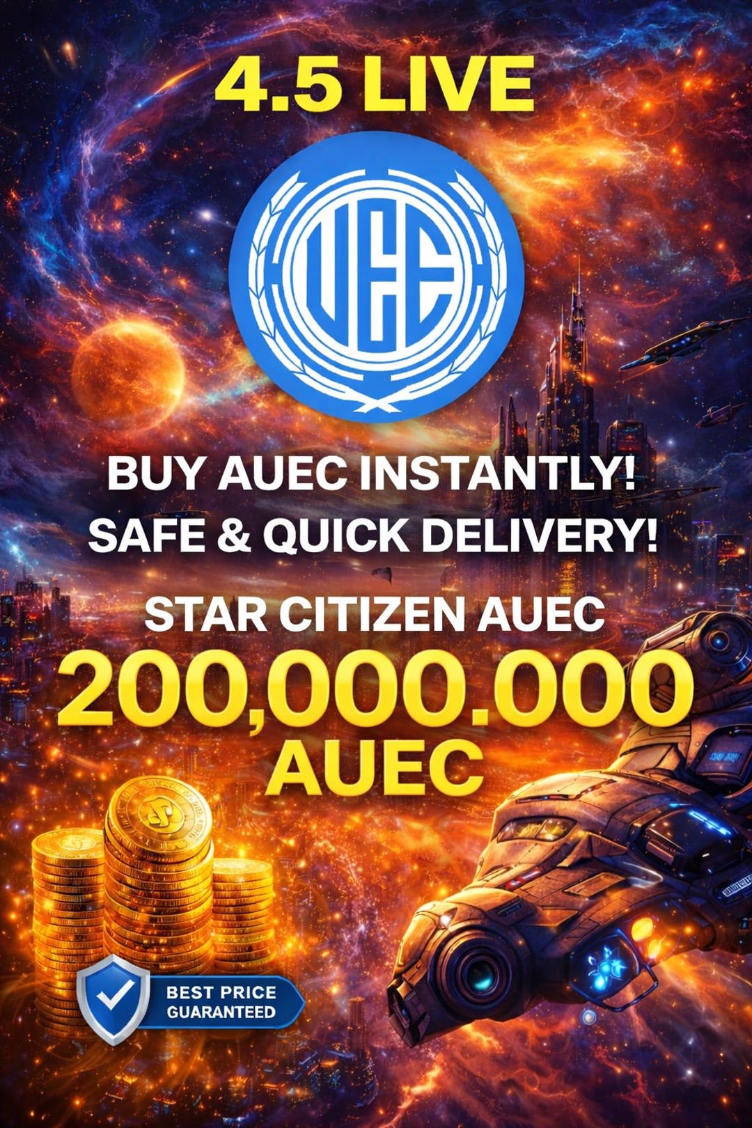 Star Citizen - 200,000,000 Auec (alpha UEC) for 4.5 LIVE Star Digital ...