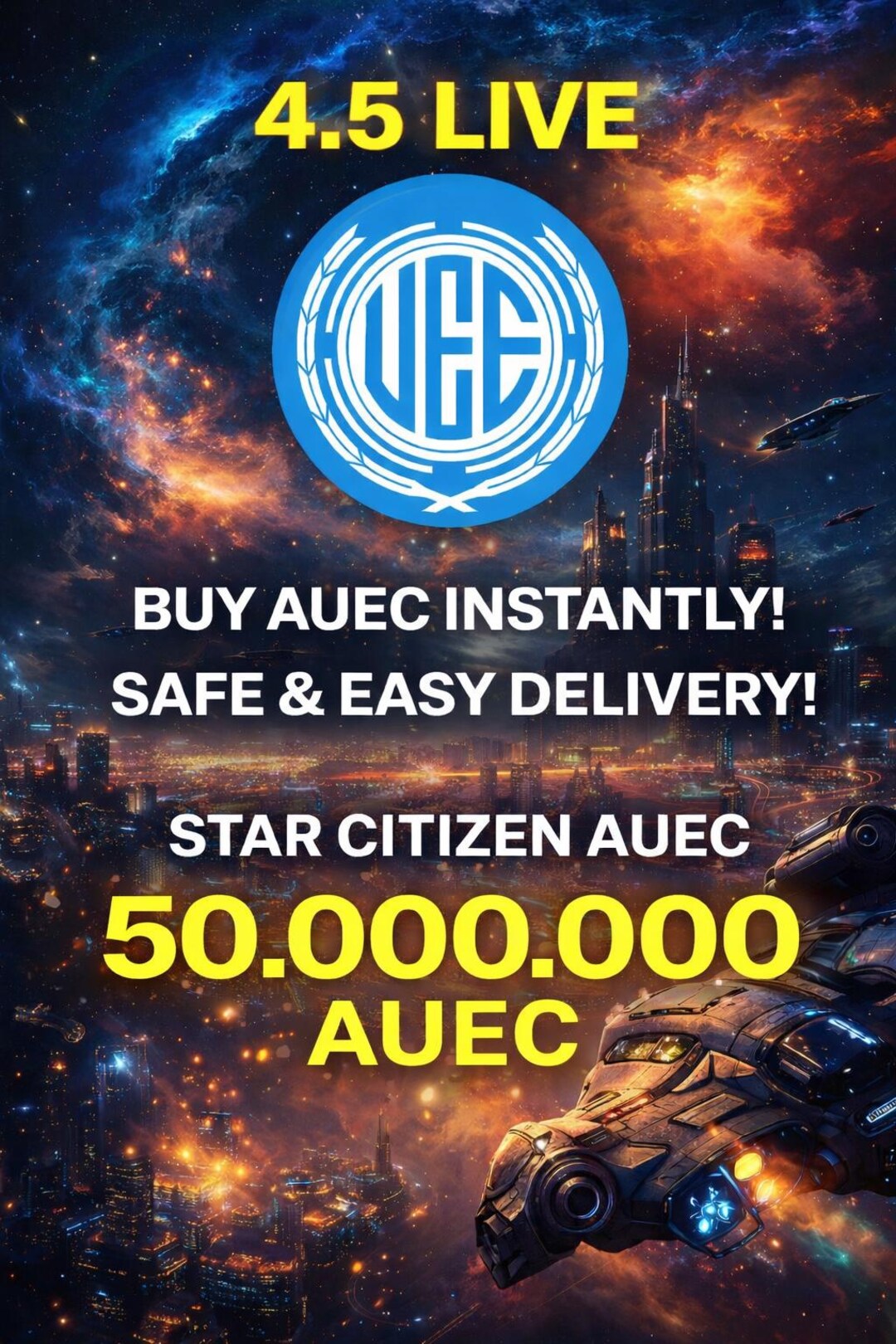 Star Citizen - 50,000,000 Auec (alpha UEC) for 4.5 LIVE Star Digital ...