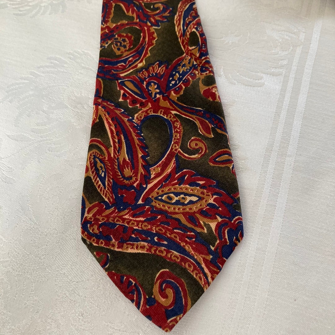 Vintage J. CREW Paisley Corbata para hombre 100% Corbata de seda EE.UU ...