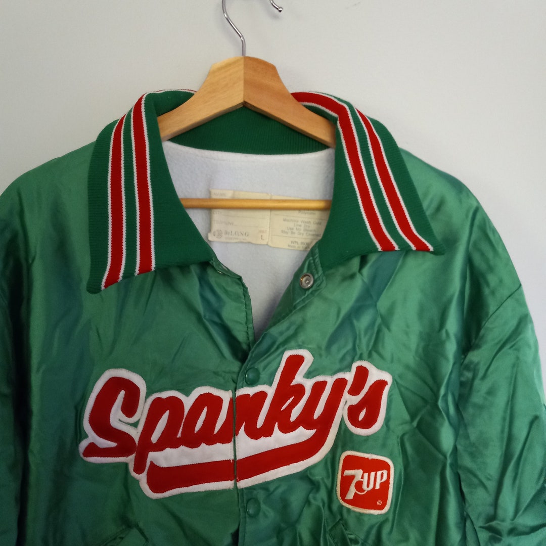 Vintage Mens Delong Spanky's 7UP Jacket Green Red/white Stripe ...