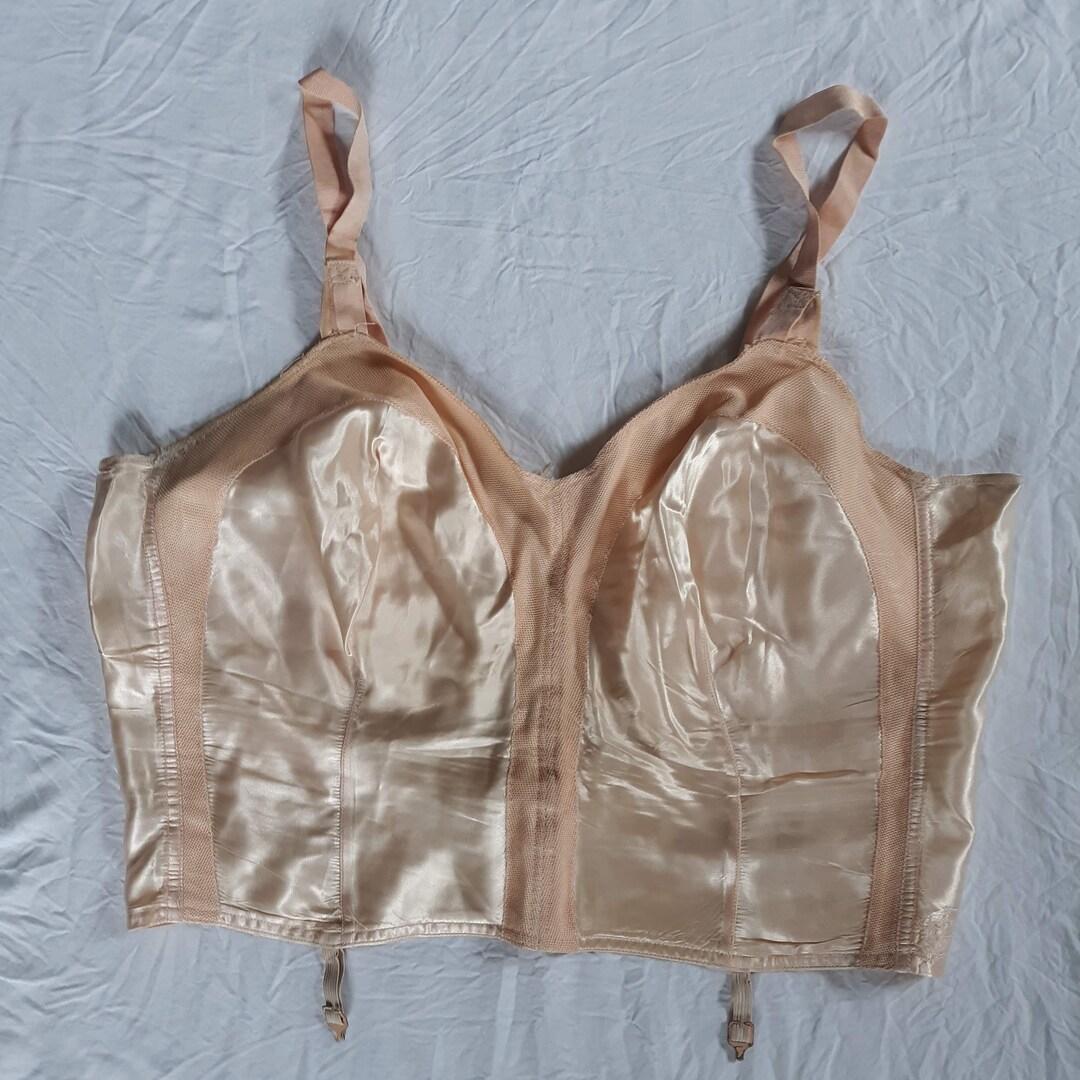 VINTAGE 30s 40s Lilees by Lily of France Satin Blush Pink Corset ...