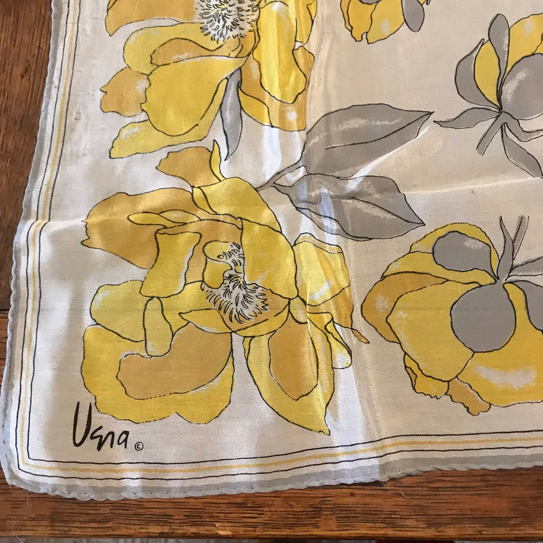 Vintage VERA Scarf VERA Neumann Vera Sheer Scarf Square Yellow Gray ...