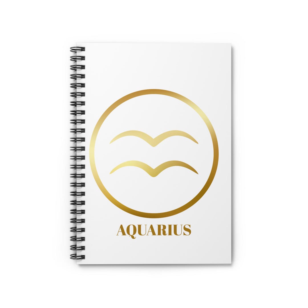 Aquarius Spiral Notebook - Gold Zodiac Journal, Astrological Gift ...