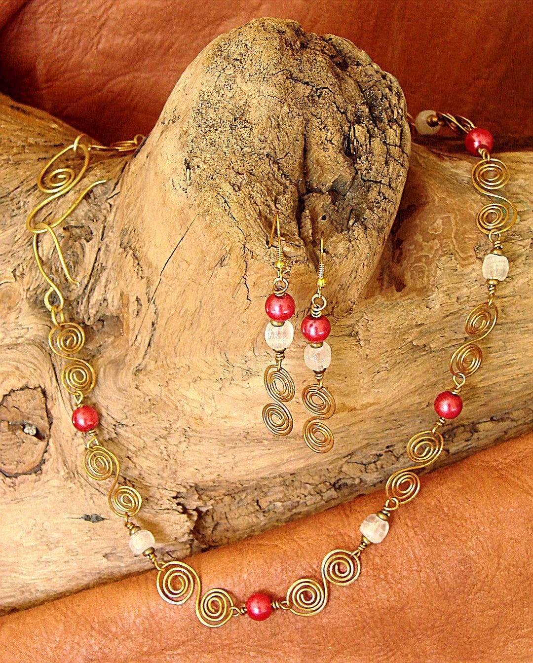 Hauhet - Goddess of Infinity Necklace and Earrings Set - Brass Wire ...