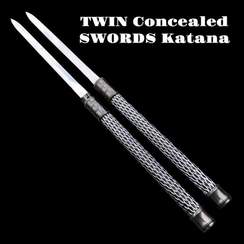 Handmade Twin Katana Set: Ninja Samurai Concealed Swords for Cosplay - Etsy