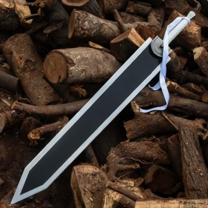 Handmade Berserk Dragon Slayer Sword Replica: Full Black Anime Cosplay ...