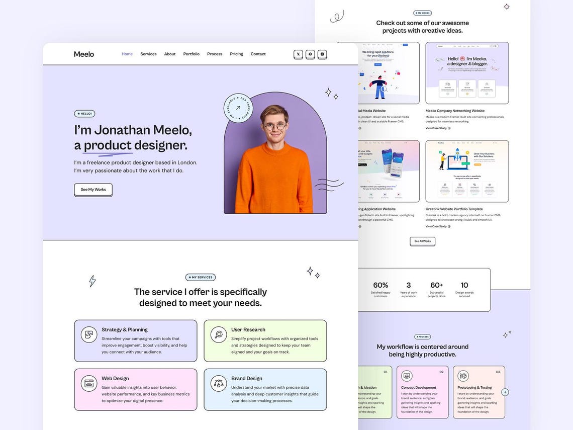 Freelance Designer Portfolio Template Modern Minimal - Etsy