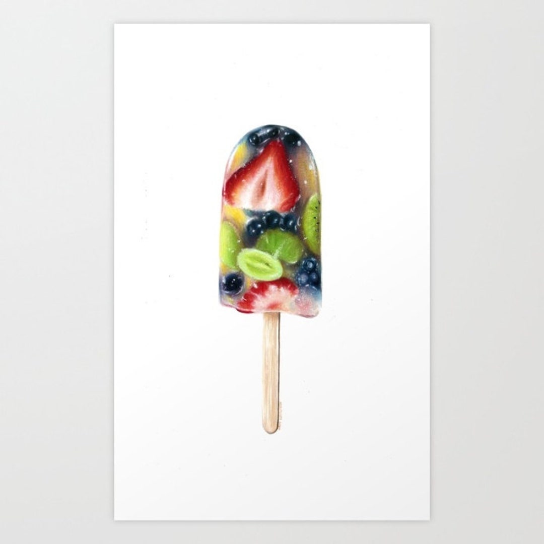 Fruit Popsicle - Colored Pencil Drawing - Art Print - Etsy