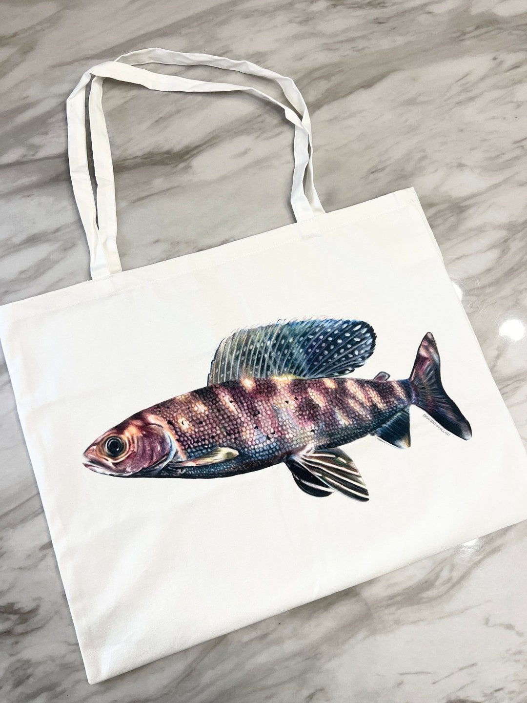 XL - "arctic Grayling" Drawing - Double-sided - 100% Cotton Tote Bag - Etsy