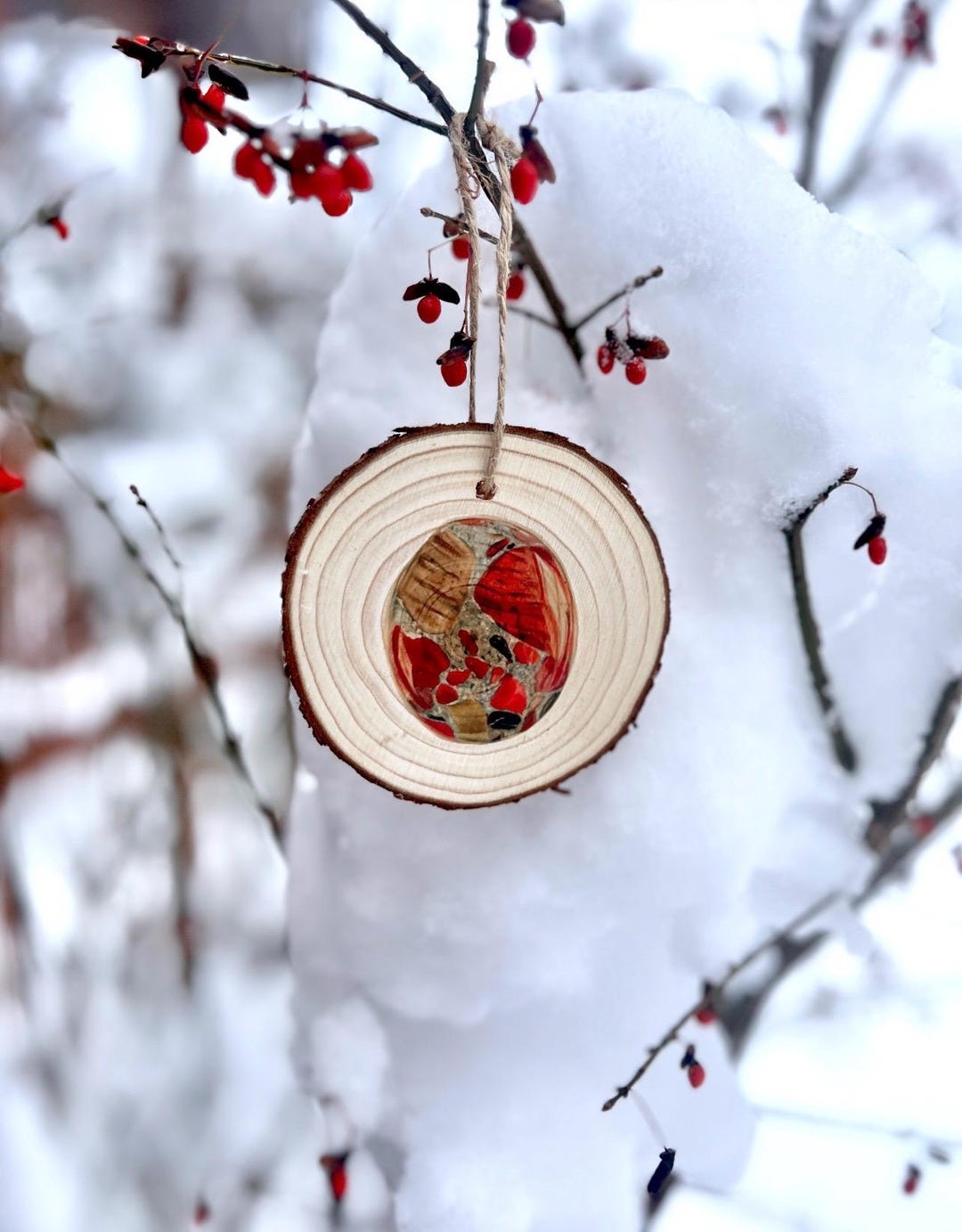 Pudding Stone Drawing - Wood Slice Ornament - Etsy
