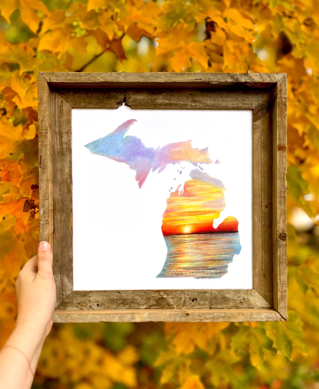 Michigan Sunset - Original Colored Pencil Drawing - Etsy