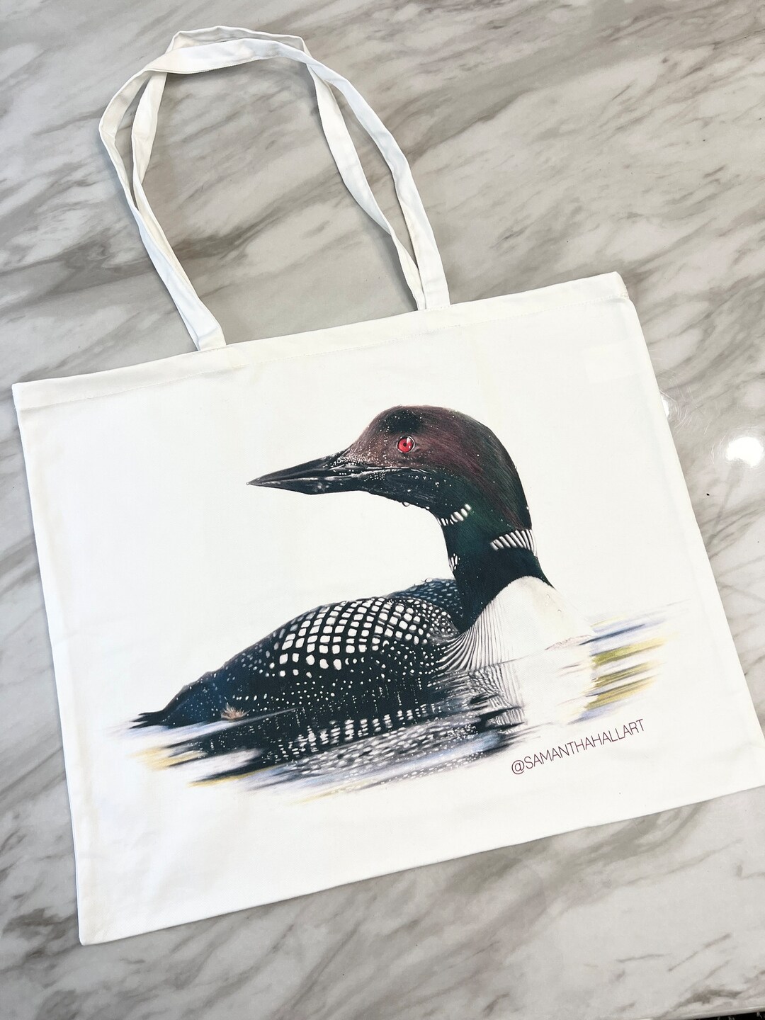 XL - "common Loon" Drawing - Double-sided - 100% Cotton Tote Bag - Etsy