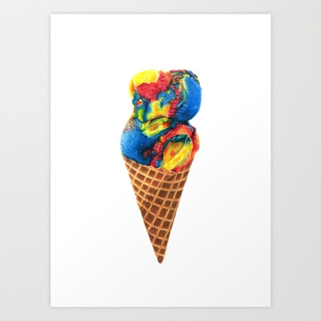 Super Ice Cream - Colored Pencil Drawing - Art Print - Etsy