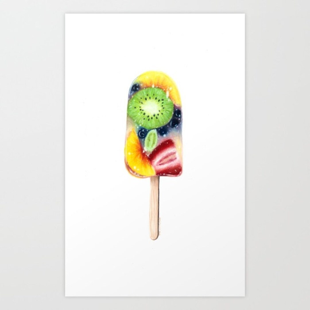 Fruit Popsicle 3 - Colored Pencil Drawing - Art Print - Etsy