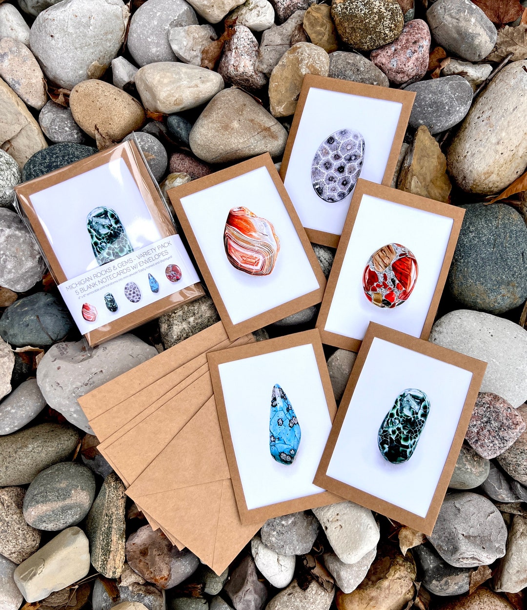 5-pack "mi Rocks & Gems" Drawing Note Cards With Envelopes - Etsy
