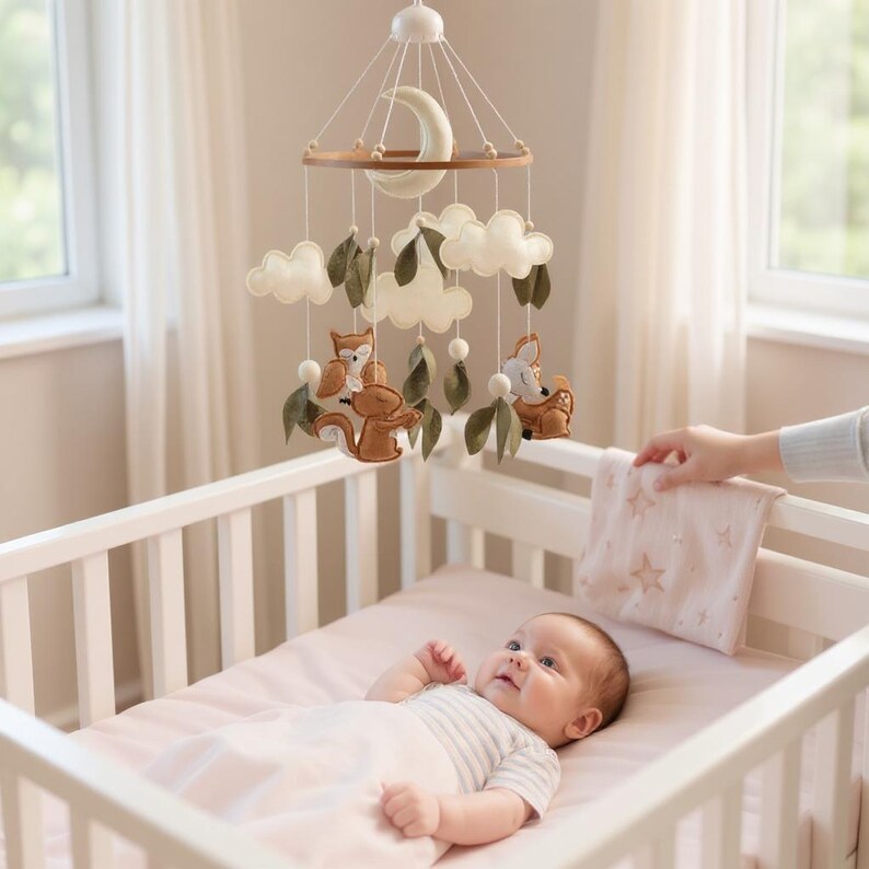 Woodland Baby Mobile | Forest Animal Nursery Mobile | Fox Owl Deer ...