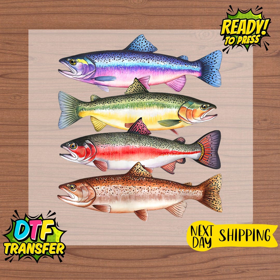 Colorful Fish DTF Transfer: Iron on Decal, Ready to Press - Etsy