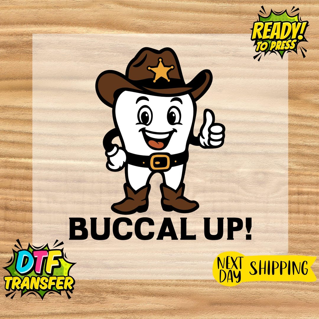 Funny Cowboy Tooth DTF Transfer: Dentist Hygienist Graphic Design - Etsy