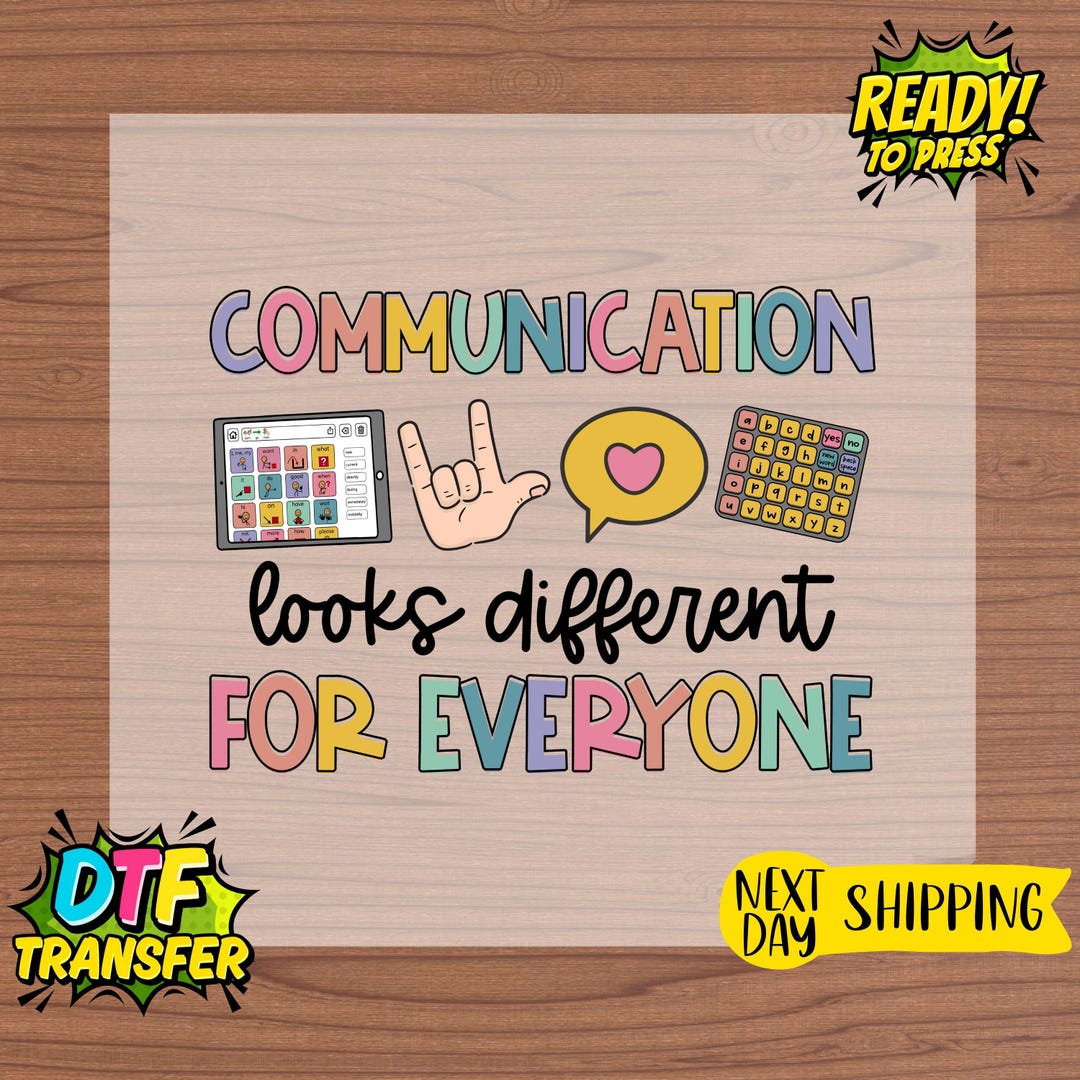 Speech Therapy DTF Transfer: Communication Looks Different Design - Etsy